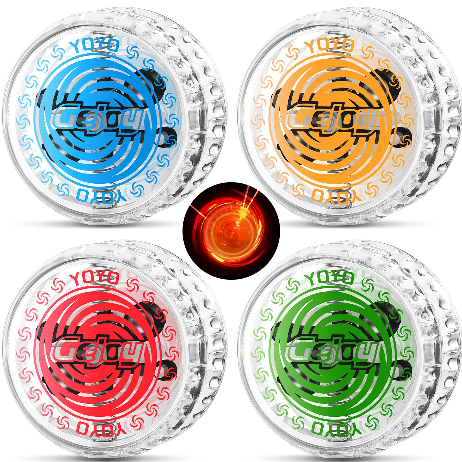 4 Pieces LED Light up Beginner Toys Responsive Ball Bearing Toys Reflex Auto Return Toys Beginner String Trick for Birthday Christmas Party Games Activities Amusements Classroom Prizes, 4 Colors