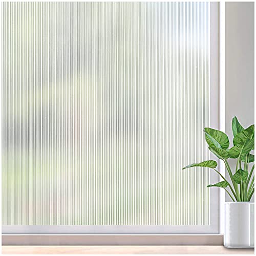 Coavas Privacy Film - Fluted/Reeded Glass, Non-Adhesive Sun/Heat/UV Blocking (29.5 x 118 inches)