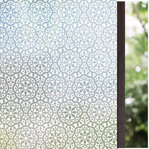 Coavas Window Privacy Film Static Cling, Non-Adhesive Removable Privacy Window Film, Frosted Glass UV Blocking Window Tint for Home, Office, Bathroom (White Lace 23.6 x 78.7 in)