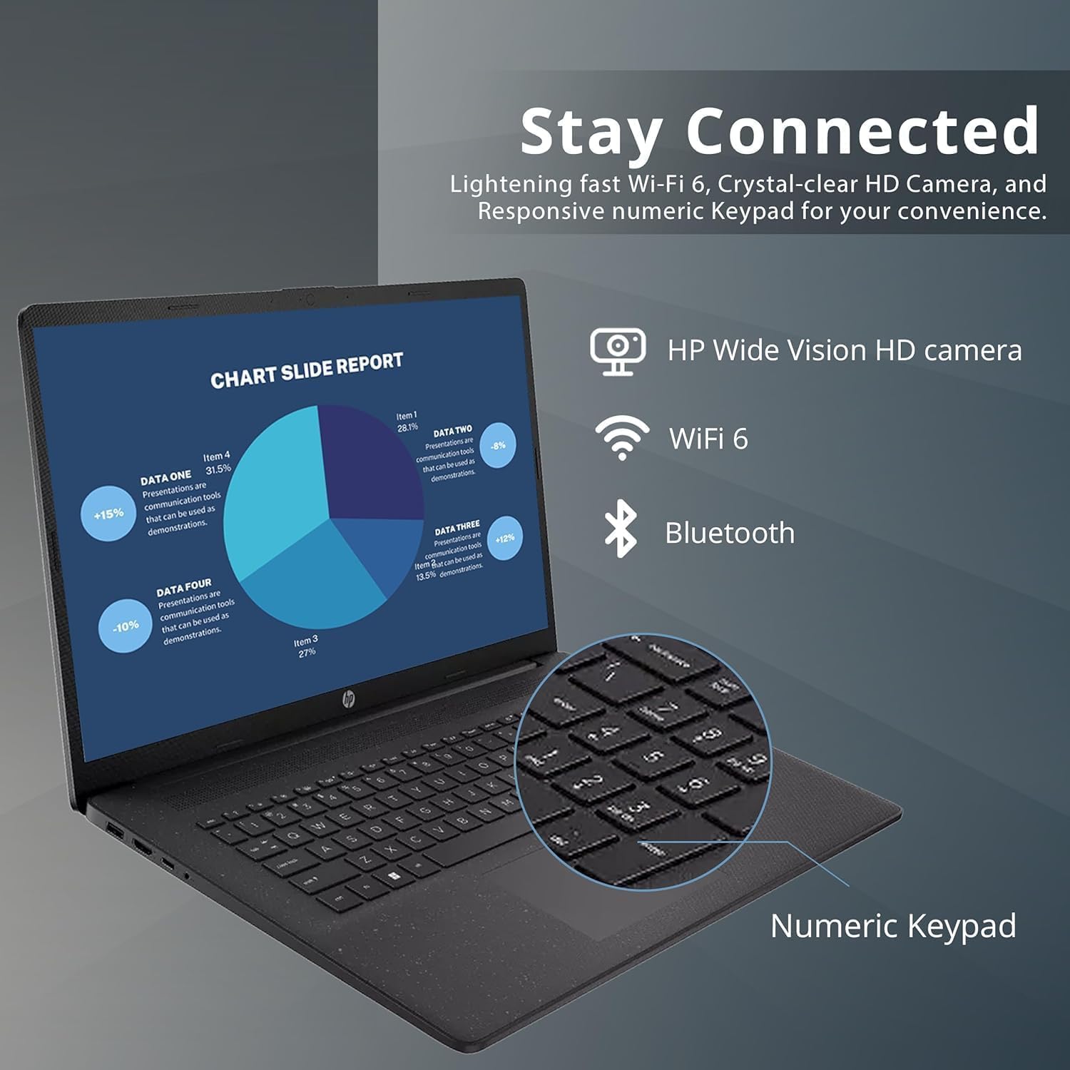 HP Laptop, 17.3 Inch FHD Business Laptop, Intel Core i7-1255U, 32GB RAM, 1TB SSD, Windows 11 Pro, Numeric Keypad, HDMI, Black, PCM