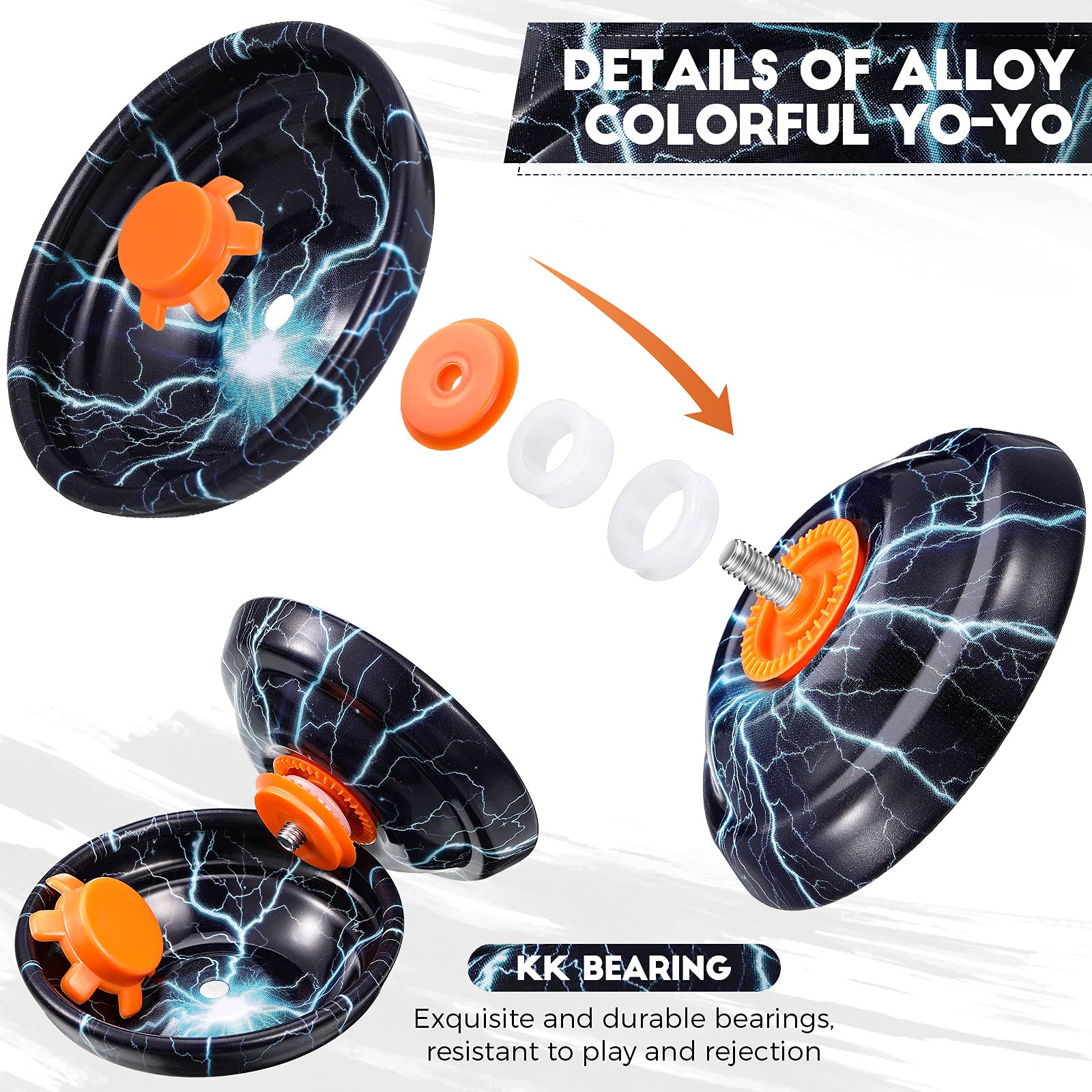 4 Pieces Yoyo Alloy Responsive Ball, Metal Yoyo String Trick Ball for Beginners, Boys, Adults Players Auto Return Technology Ball(Multi Style)