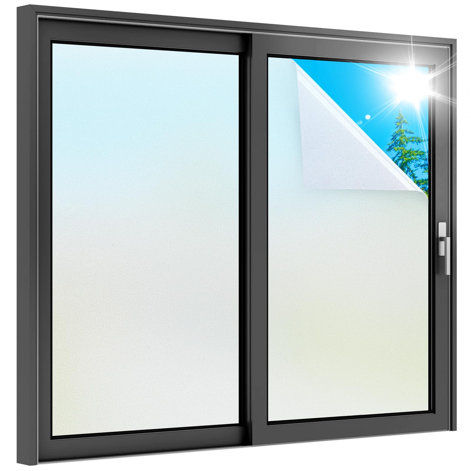 rabbitgoo Frosted Glass Window Film, Privacy Film for Glass Windows Static Cling, Removable Indoor Frosting Clings for Bathroom, Pure, 11.8 x 78.7 inches