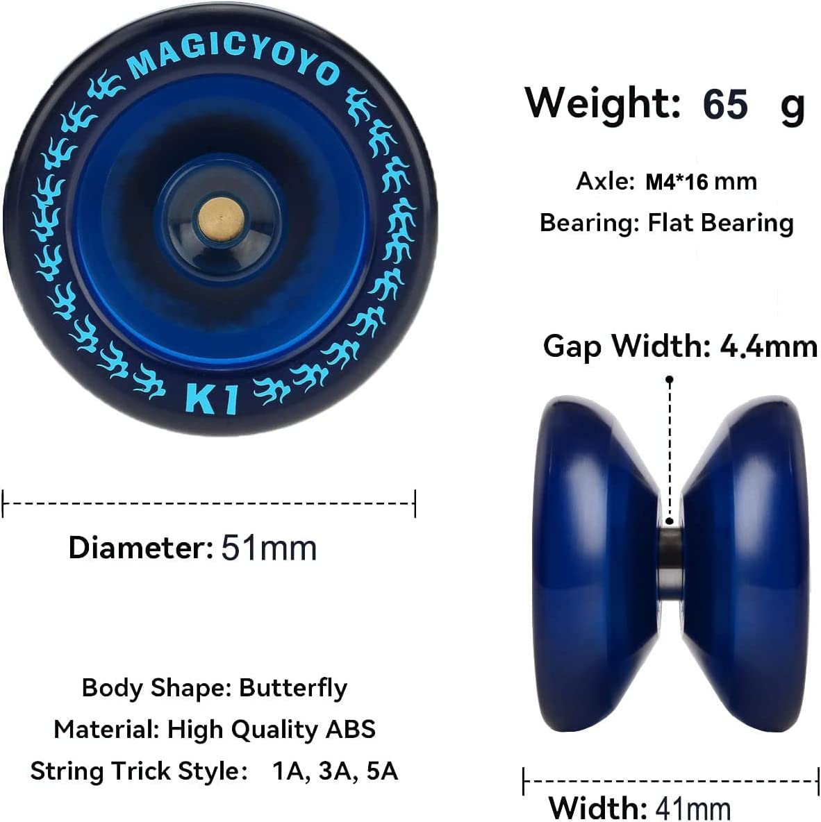 MAGICYOYO Responsive YoYo K1-Plus for Kids Beginners with Yoyo Storage Bag + 12 Yoyo Strings and Yo-Yo Glove (K1-Dark Blue)