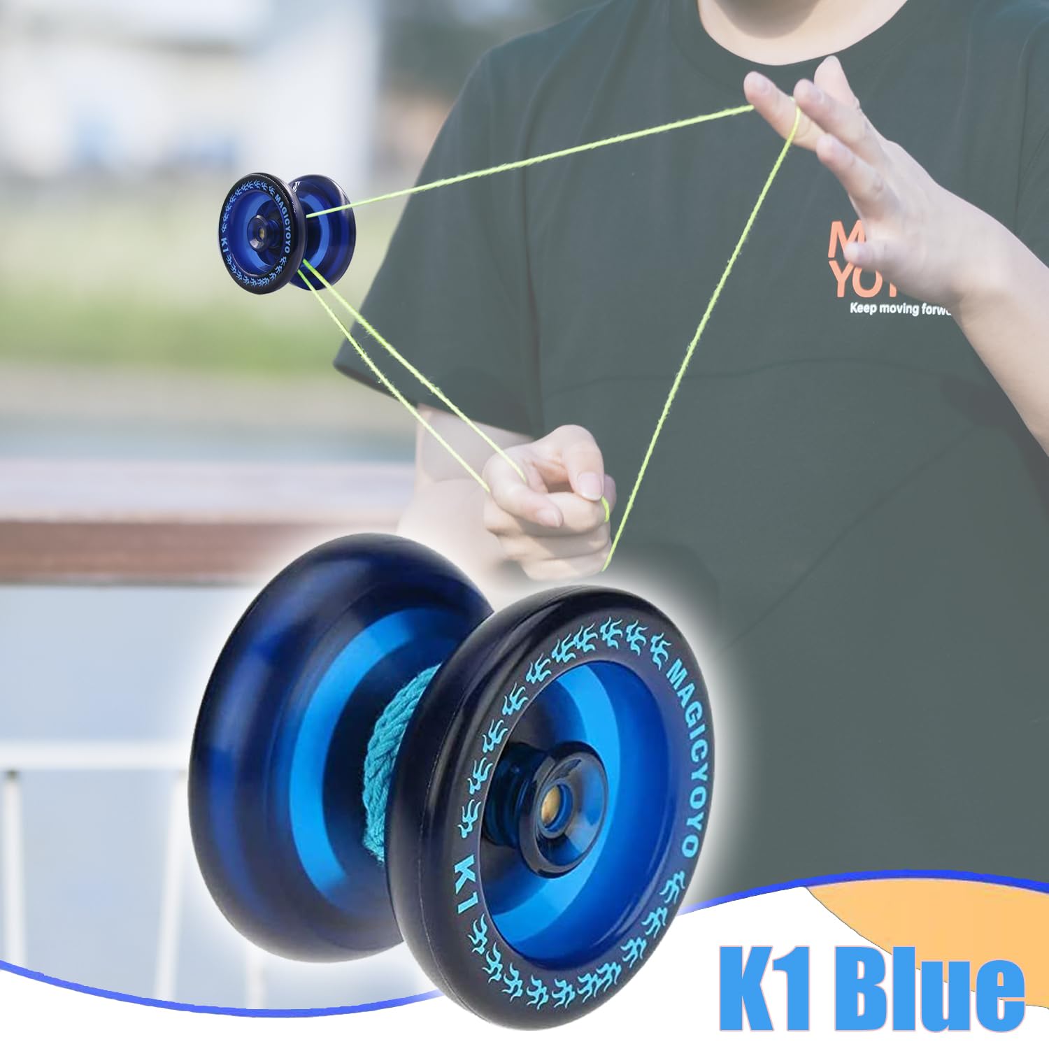 MAGICYOYO Responsive YoYo K1-Plus for Kids Beginners with Yoyo Storage Bag + 12 Yoyo Strings and Yo-Yo Glove (K1-Dark Blue)