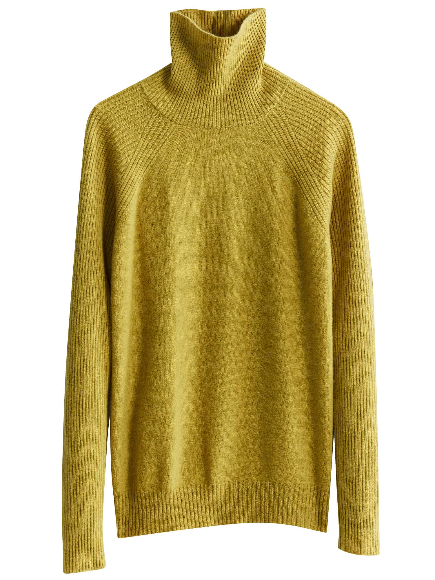 LINY XIN 100% Merino Wool Swetaer for Women Turtleneck Long Sleeve Fall Winter Warm Knitted Pullover Sweater Jumper (Yellow Green,L)