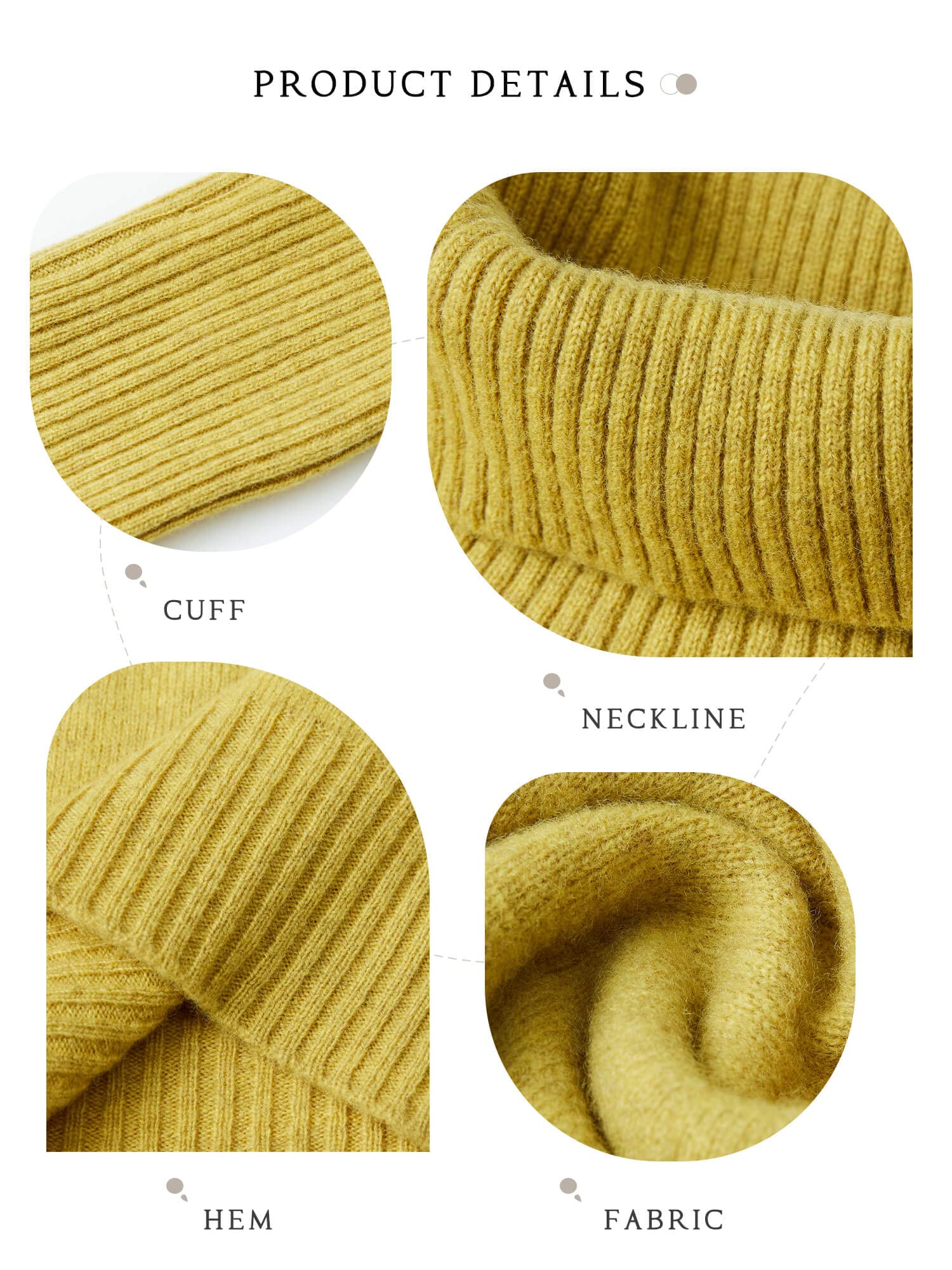 LINY XIN 100% Merino Wool Swetaer for Women Turtleneck Long Sleeve Fall Winter Warm Knitted Pullover Sweater Jumper (Yellow Green,L)