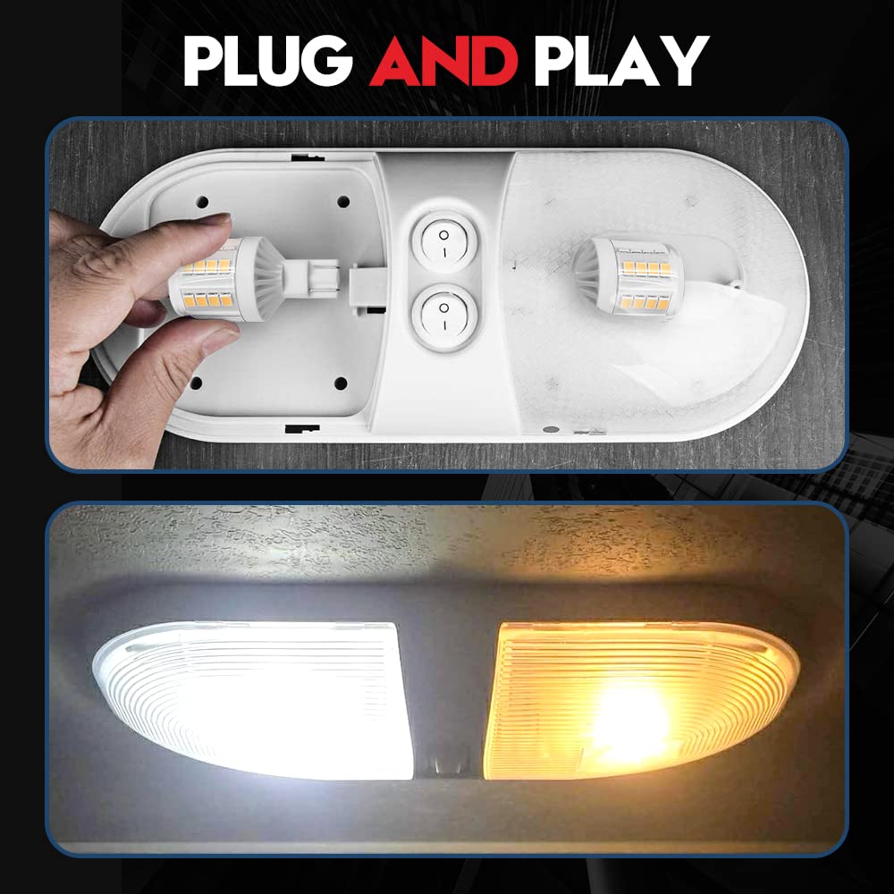 VEHICODE 921 922 912 906 LED Bulb Soft Warm White 12V 579 904 916 918 RV Interior Dome Light Replacement for Camper Trailer Marine Boat T15 Wedge T5 T10 Outdoor Landscape Lamp (4 Pack)