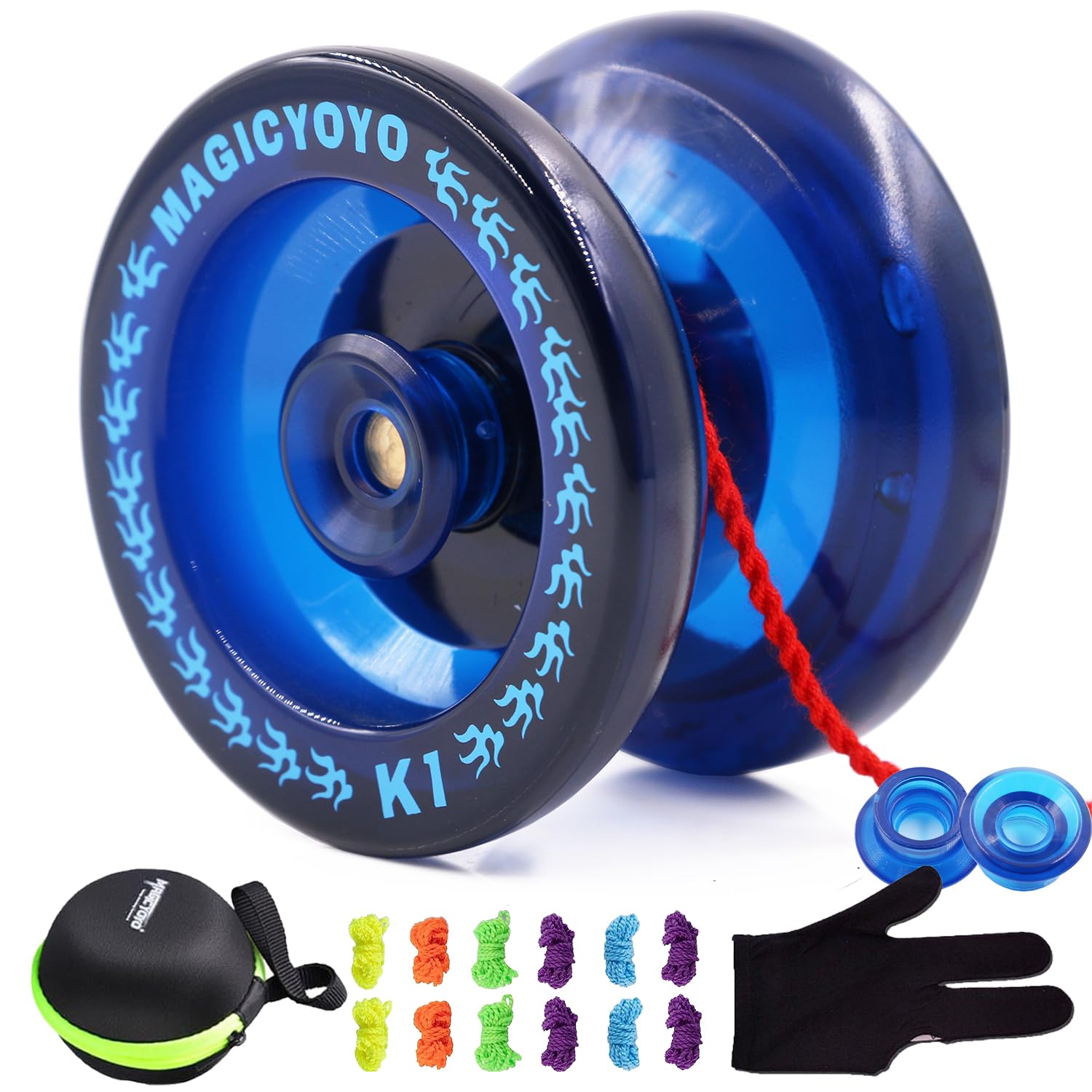MAGICYOYO Responsive YoYo K1-Plus for Kids Beginners with Yoyo Storage Bag + 12 Yoyo Strings and Yo-Yo Glove (K1-Dark Blue)