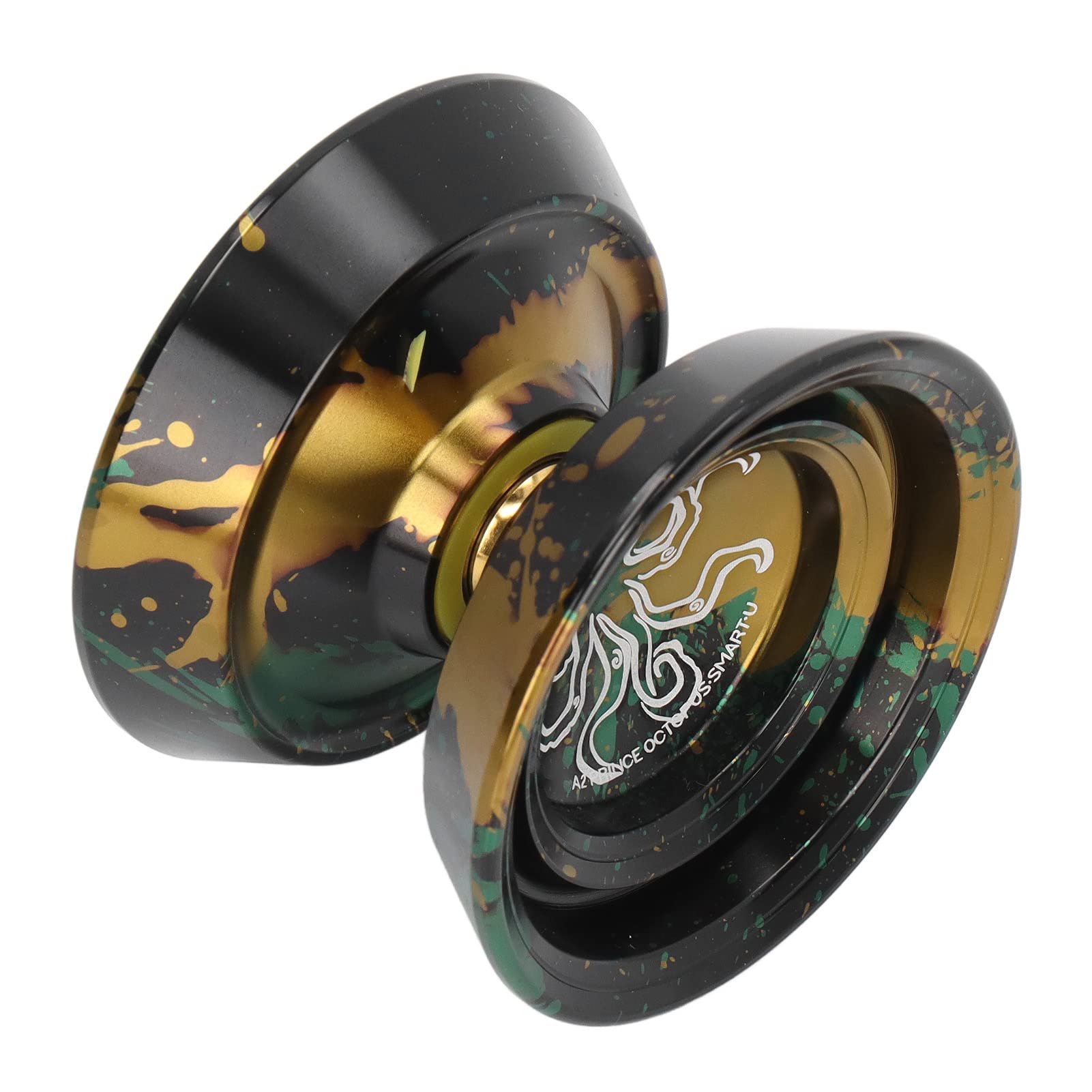 YoYo Ball, Unresponsive Aluminum Alloy Advanced Competition YoYo Ball with Glove 3pcs Strings for Adult Children(Black Gold) Yoyo Yo Yo