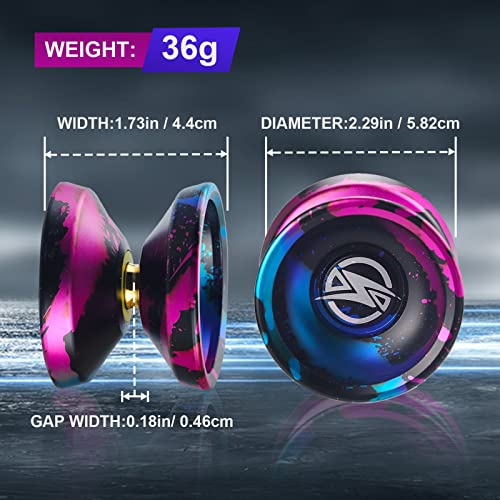 Responsive Yoyos Beginners Auto Return Yo Yo, Professional Alloy Aluminum Yoyo Ball Unresponsive Bearing for Beginner and Intermediate Yoyo Players for String Tricks, Glove and 5 Strings,SR-Y10