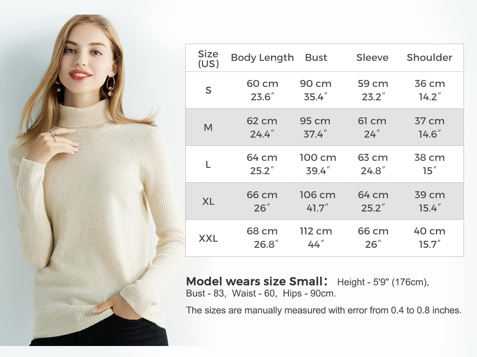 LINY XIN 100% Merino Wool Swetaer for Women Turtleneck Long Sleeve Fall Winter Warm Knitted Pullover Sweater Jumper (Yellow Green,L)