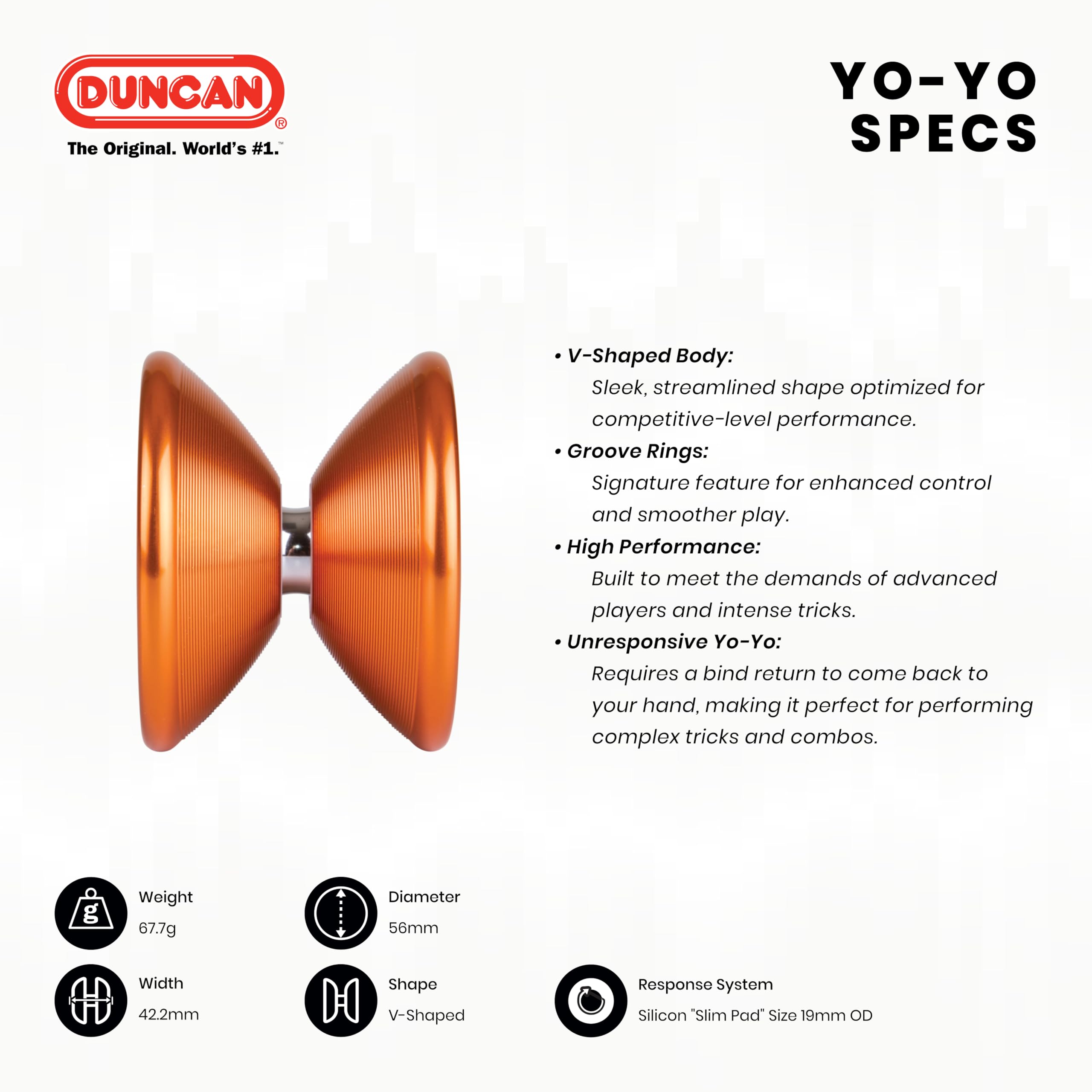 Duncan Toys Echo 2 Yo-Yo [Black], Unresponsive Pro Level Yo-Yo, Concave Bearing