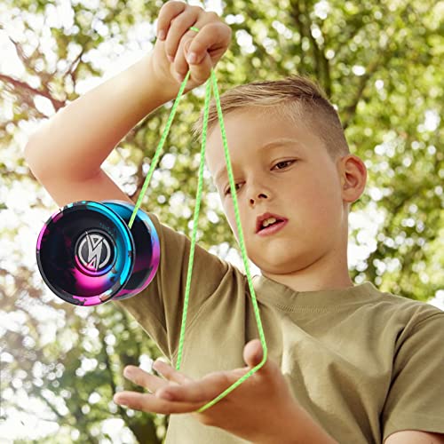 Responsive Yoyos Beginners Auto Return Yo Yo, Professional Alloy Aluminum Yoyo Ball Unresponsive Bearing for Beginner and Intermediate Yoyo Players for String Tricks, Glove and 5 Strings,SR-Y10
