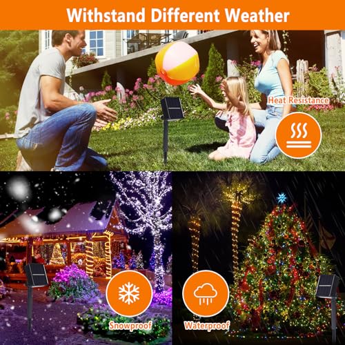 GLSbuld Multicolor Solar String Lights Outdoor,4-Pack 132FT 400 LED Halloween Lights with 8 Modes, Solar Fairy Lights for Christmas Party Indoor Patio Yard Trees Wedding