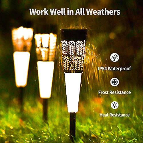 Halloween Decoration Solar Pathway Lights, Solar Garden Lights Outdoor Waterproof, Up to 12 Hrs, Solar Powered LED Landscape Lighting for Lawn, Patio, Yard, Walkway, Driveway, (Warm White) 4Pack