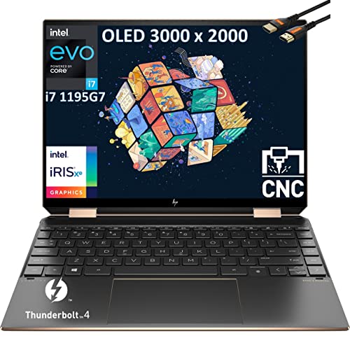 HP - Spectre x360 2-in-1 13.5" 3K2K OLED Touchscreen Laptop - Intel Evo Core i7 1195G7 2X TB4 MPP 2.0 Tilt Pen Included Windows 11 Home+ HDMI Cable (16GB RAM | 1TB PCIe SSD+32GB Intel Optane)
