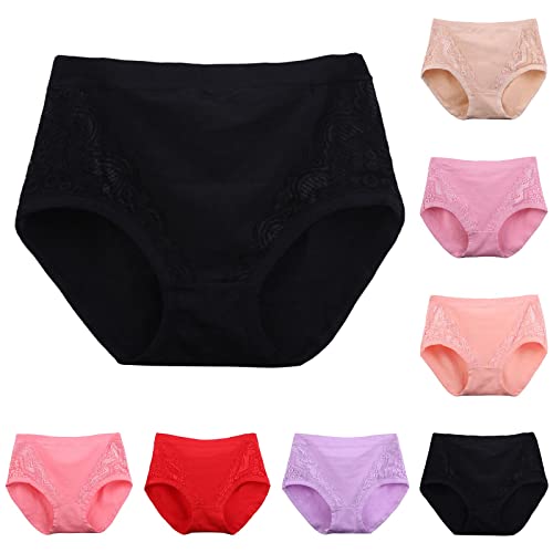 Dirk41 Underpants for Women over 60 Panties Lace Soft Hipster Panty Ladies Stretch Sexy Briefs Variety Pack Panties (Black, XL)