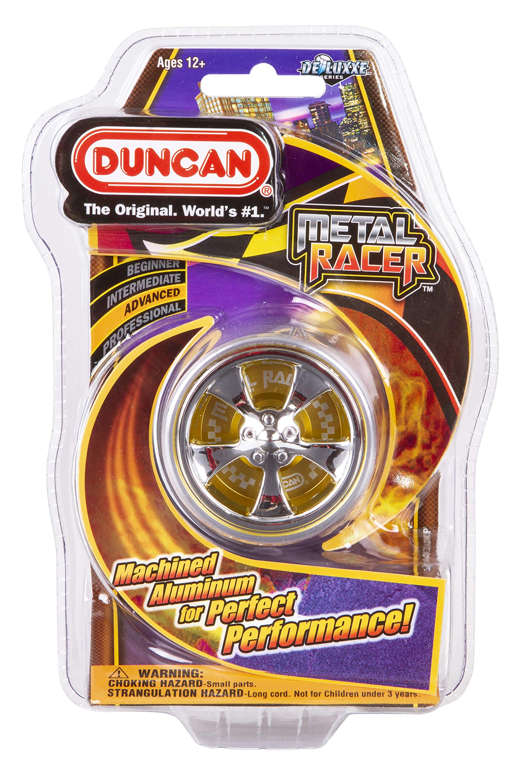 Duncan Toys Metal Racer Yo-Yo, Aluminum Advanced Level Yo-Yo with Racer Caps and SG Sticker Response, Yellow