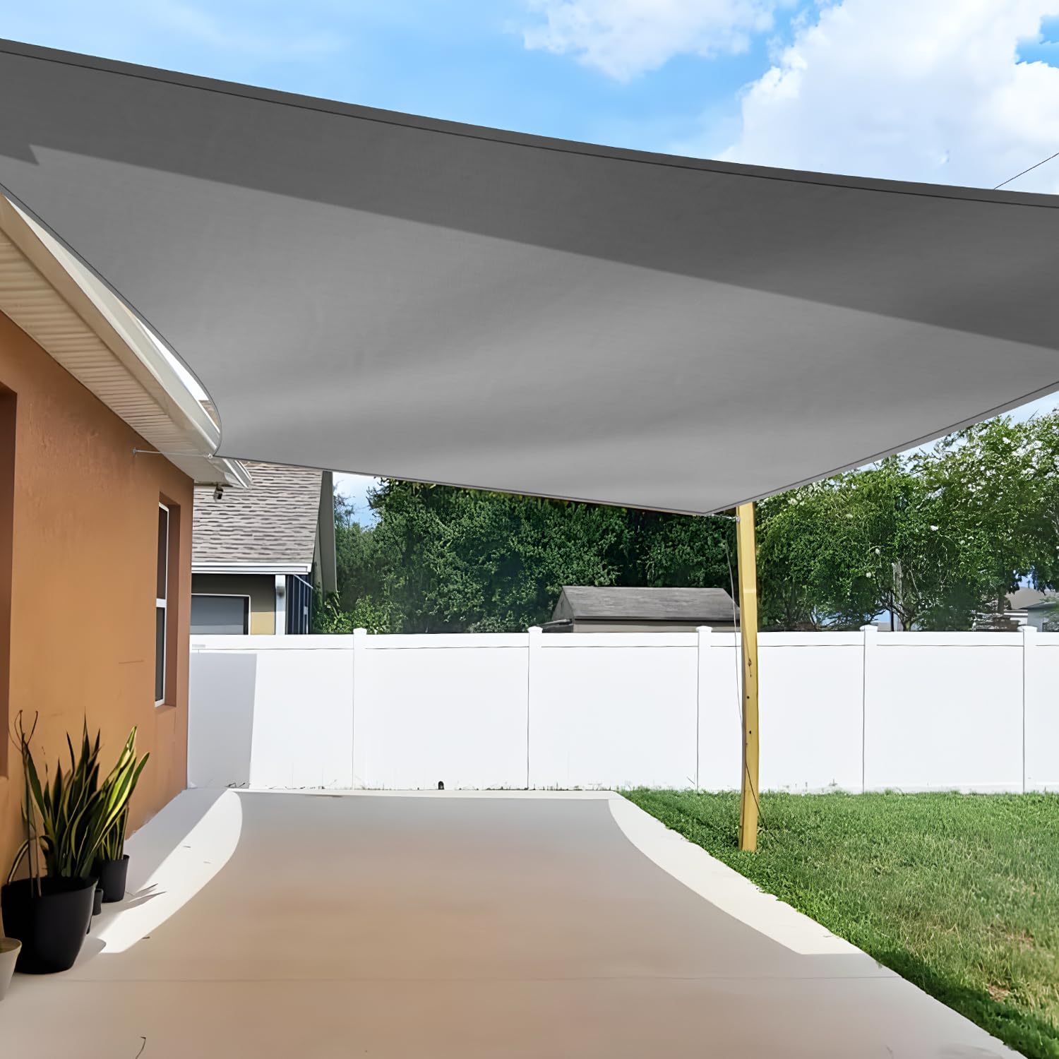 TANG Sun Shade Sail 5'x12' Light Grey Rectangle Sunshade Cloth UV Block Permeable Sail for Outdoor Patio Garden Pergola Gazebo Deck