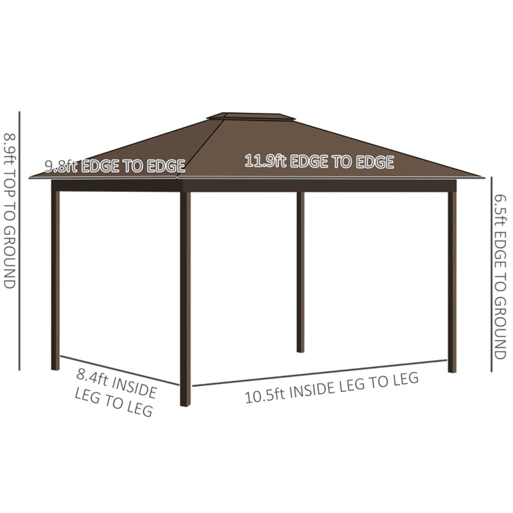 TBGFPO 10' X 12' Outdoor Hardtop Gazebo with Aluminum Frame, Metal Roof Gazebo Canopy with Curtains and Netting