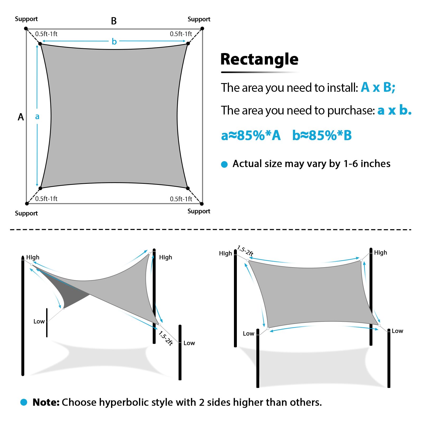 Amagenix Sun Shade Sail 12'X12' Curved Edge Outdoor Shade Canopy Sand Breathable 95% UV Block Shade Cloth for Patio Garden Backyard (We Make Custom Size)