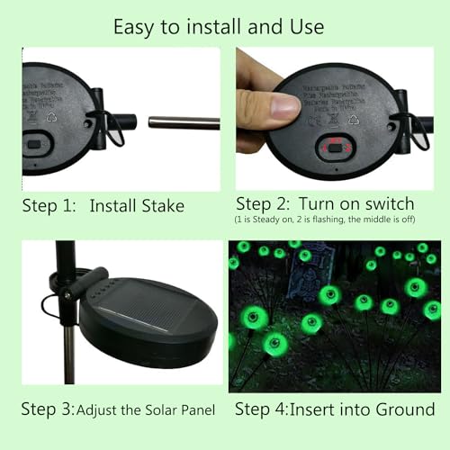 etoper Halloween Decoration Outdoor Solar Eyeball Lights,2 Packs 20 LED Green Eyeball Swaying Solar Landscape Pathway Stake Light,Path Lights for Garden Yard