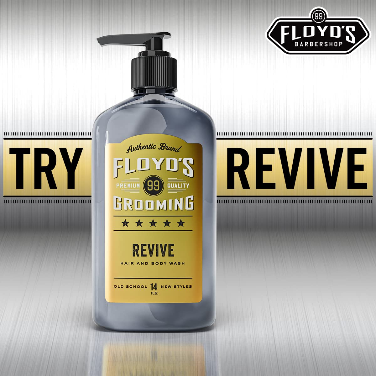 Floyd's 99 Revive 3 in 1 Men's Body Wash - Men's Shampoo, Body Wash, & Face Wash All-in One - Triple Action Formula - Moisturizing - 14 oz.