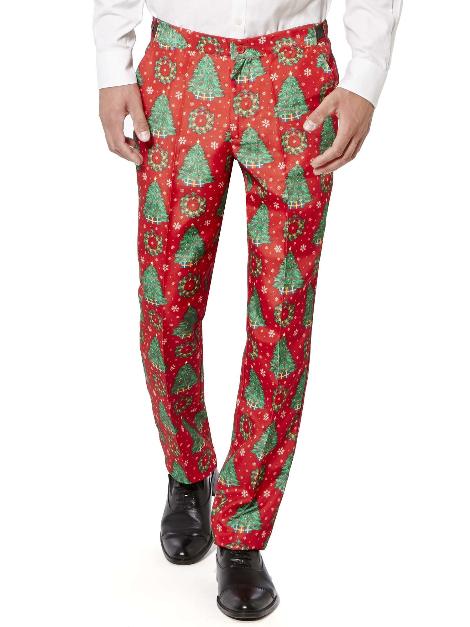 Suitmeister Christmas Suits for Men in Different Prints ,Ugly Xmas Sweater Costumes Include Jacket Pants & Tie,Large,Christmas Trees