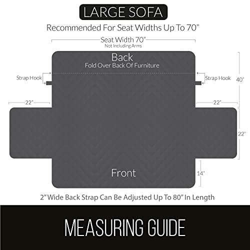 Sofa Shield Patented Couch Cover, Large Furniture Protector with Straps, Reversible Tear and Stain Resistant Slipcovers, Quilted Microfiber 70” Seat, Washable Covers for Dogs, Kids, Lt Gray Charcoal