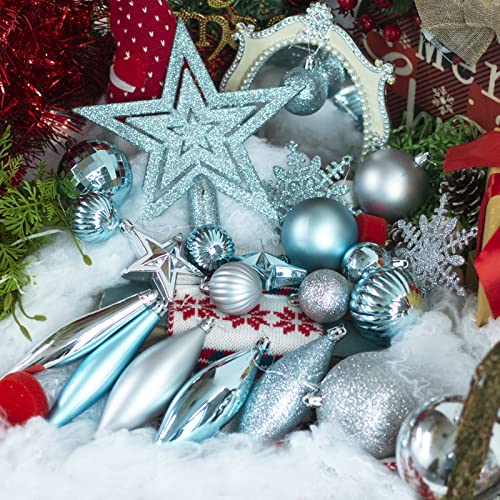 PEIDUO Christmas Ball Ornaments for Christmas Trees, 119 CT Shatterproof Christmas Tree Decorations, Silver Christmas Ornaments Set for Xmas, Holiday, Wreath and Party Decorations
