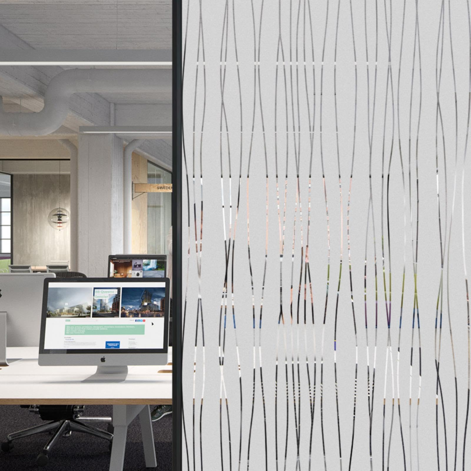 Finnez Window Film Privacy and Light Protection Sticker Film Frosted Look Static Cling for Home Office 11.8'' x 78.7''