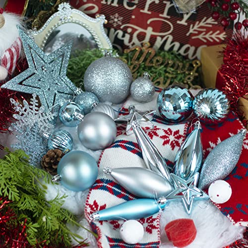 PEIDUO Christmas Ball Ornaments for Christmas Trees, 119 CT Shatterproof Christmas Tree Decorations, Silver Christmas Ornaments Set for Xmas, Holiday, Wreath and Party Decorations