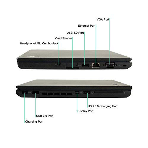 Lenovo ThinkPad T450 14-Inch Laptop (Intel Core i7-5600U 2.6GHz, 16GB Ram, 480GB SSD, Windows 10 Pro) (Renewed)