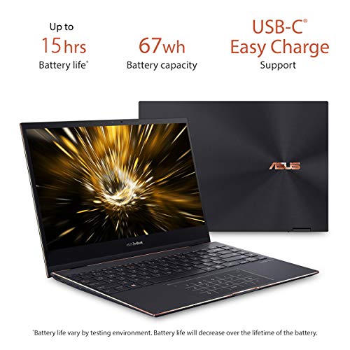 ASUS ZenBook Flip S13 OLED Ultra Slim Laptop, 13.3 4K Touch, Intel Evo Platform Core i7-1165G7 CPU, 16GB RAM, 1TB SSD, Thunderbolt4, TPM, Windows10Pro, AI noise-cancellation, Jade Black, UX371EA-XB76T