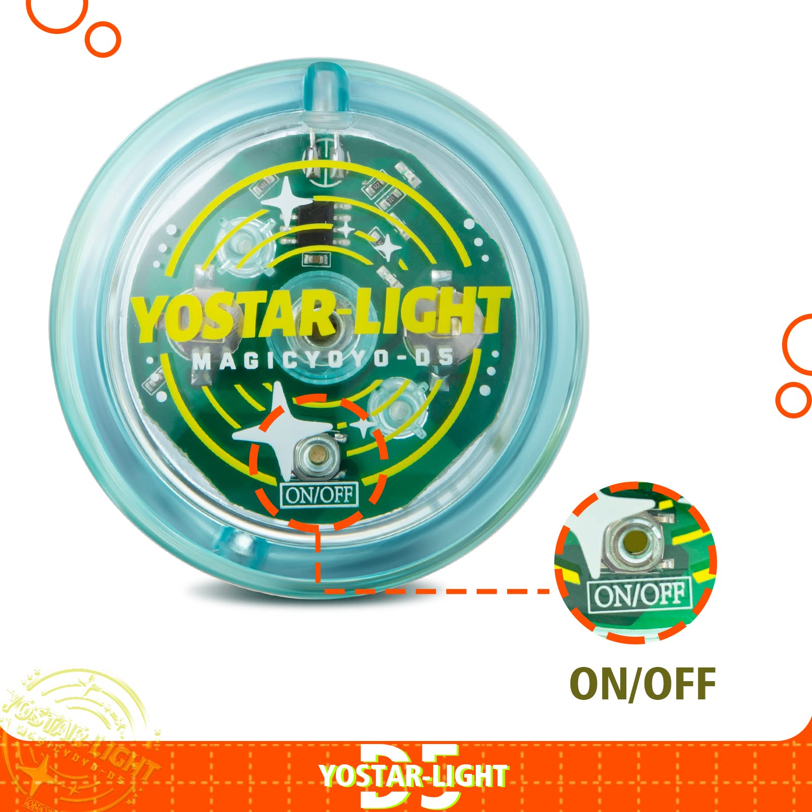 YOSTAR D5 Light Up Yoyo Professional with Led Light, Responsive Yoyo for Kids Beginner, Looping Yoyo for 2A Yo-yo Tricks with Extra 4 Battery + 5 yoyo Strings + Yo yo Sack+ Gloves (Green)