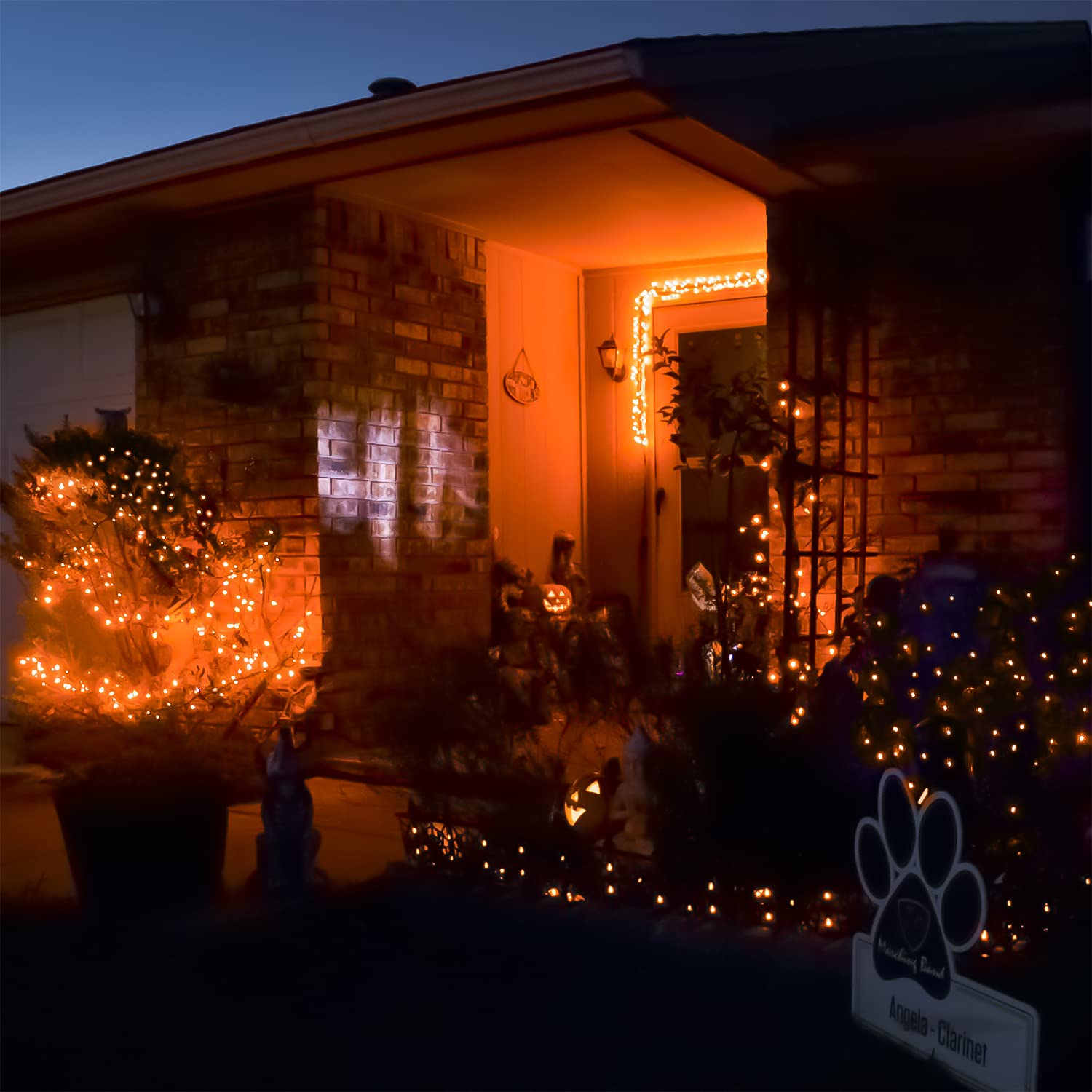JMEXSUSS 2 Pack Solar Halloween Lights, 33ft 100 LED Outdoor Waterproof Orange Solar Lights for Tree Yard Patio Garden Halloween Thanksgiving Decorations