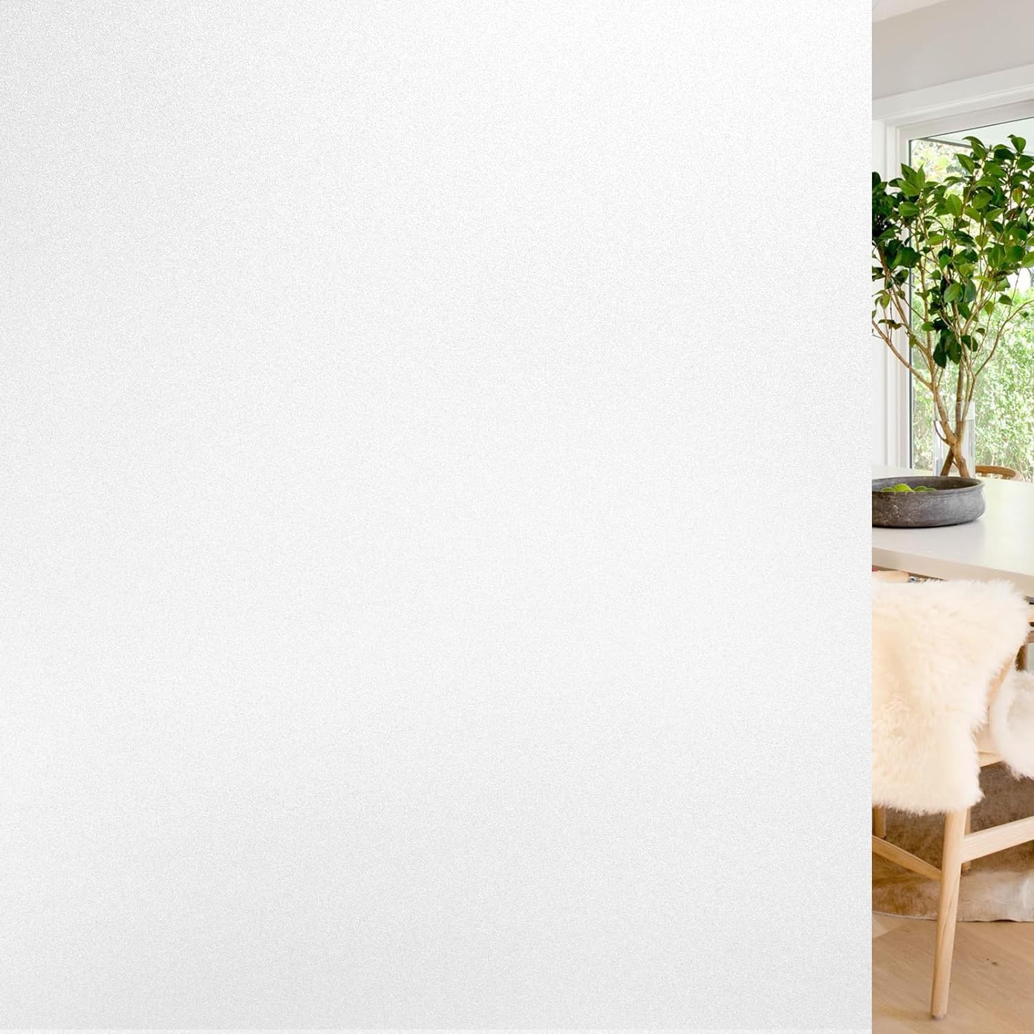 rabbitgoo Window Privacy Film, Non-Adhesive Frosted Glass Window Film for Bathroom, Static Cling Heat Blocking Stickers for Home Indoor Opaque Frosting Coverings House Tint, Matte White 23.6" x 78.7"