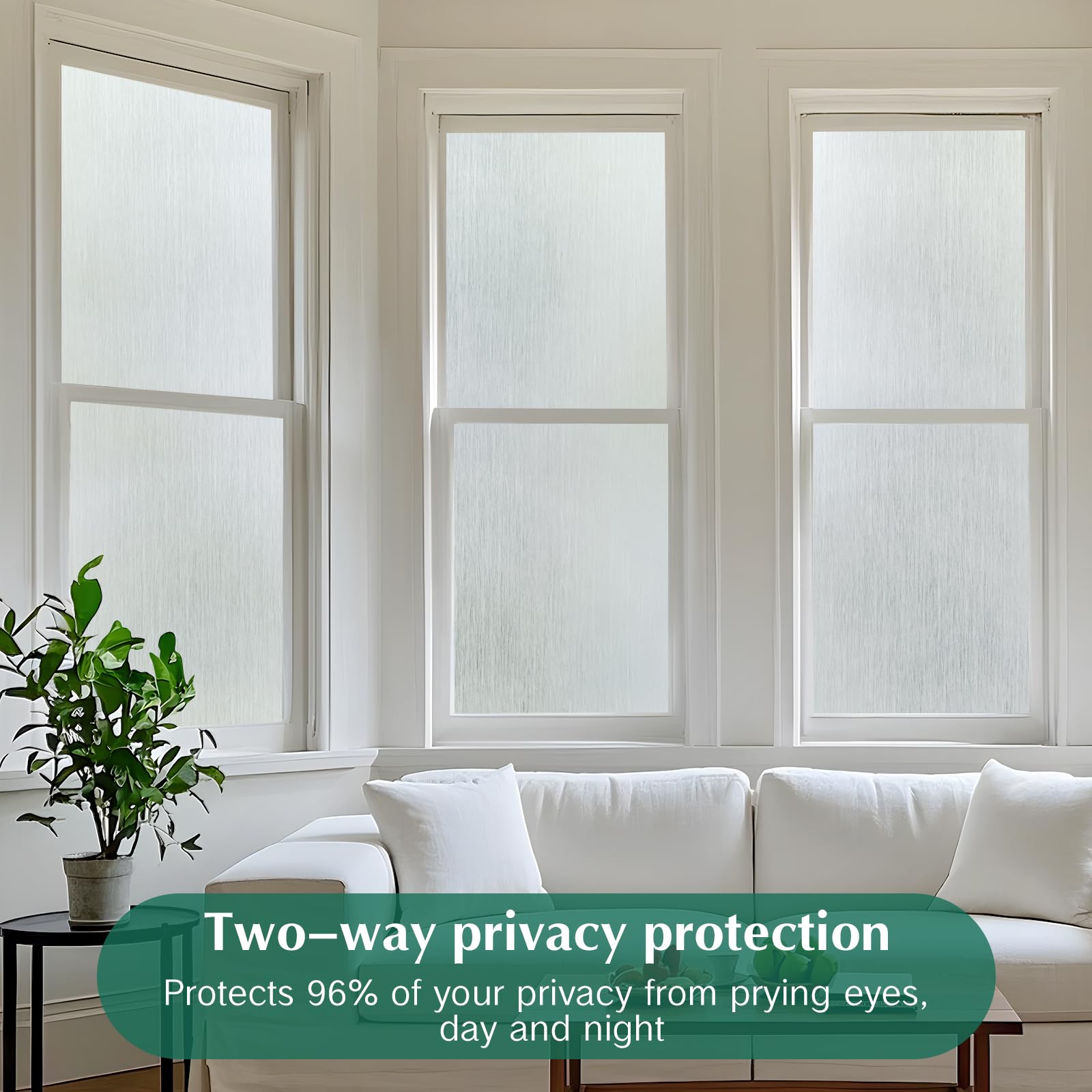 Coavas Window Privacy Film Static Cling, Non-Adhesive Removable Privacy Window Film, Frosted Glass UV Blocking Window Tint for Home, Office, Bathroom (Silver 17.5 x 78.7 in)
