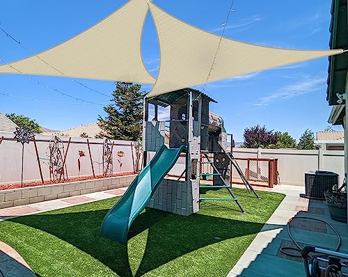 Coarbor 12' x 12' x 12' Sun Shade Sail Canopy Equilateral Triangle Shade Sails Block Direct Sunlight for Outdoor Backyard Yard Deck Patio Garden (Beige)