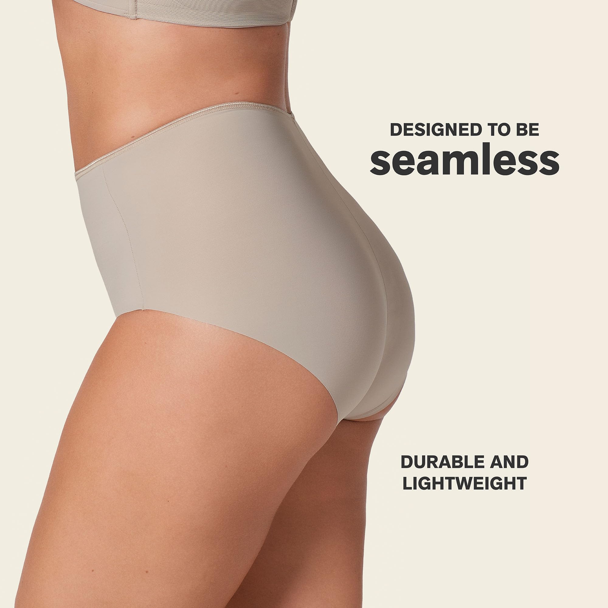 Leonisa Seamless High Waisted Hipster for Women No Show Womens Underwear Beige