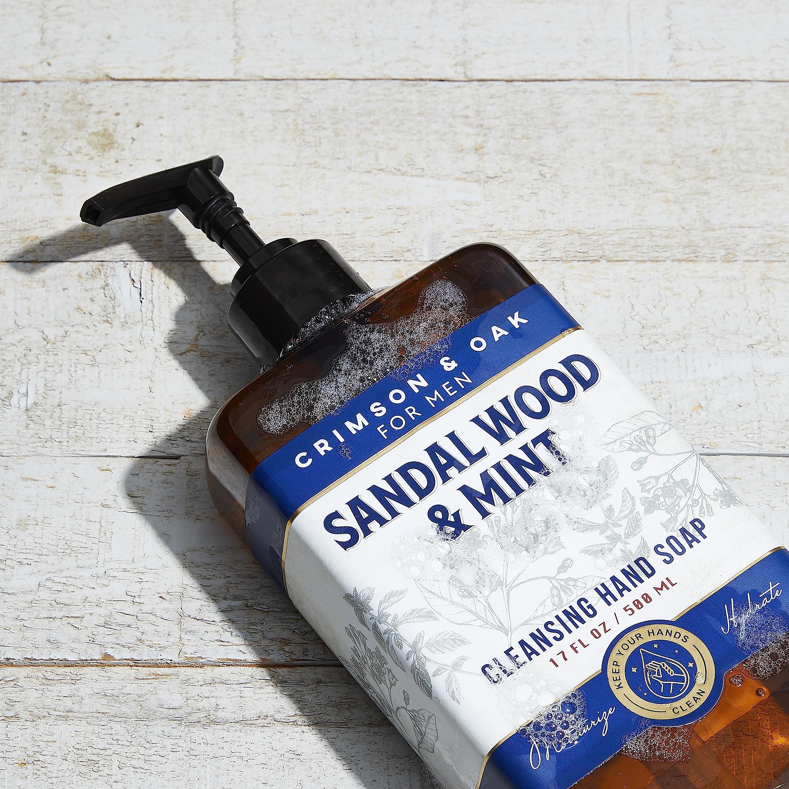 Body Prescriptions Crimson & Oak Men's Deep Cleansing Hand Soap with Pump Dispenser, 17 Fl Oz (Pack of 1), Sandalwood and Mint