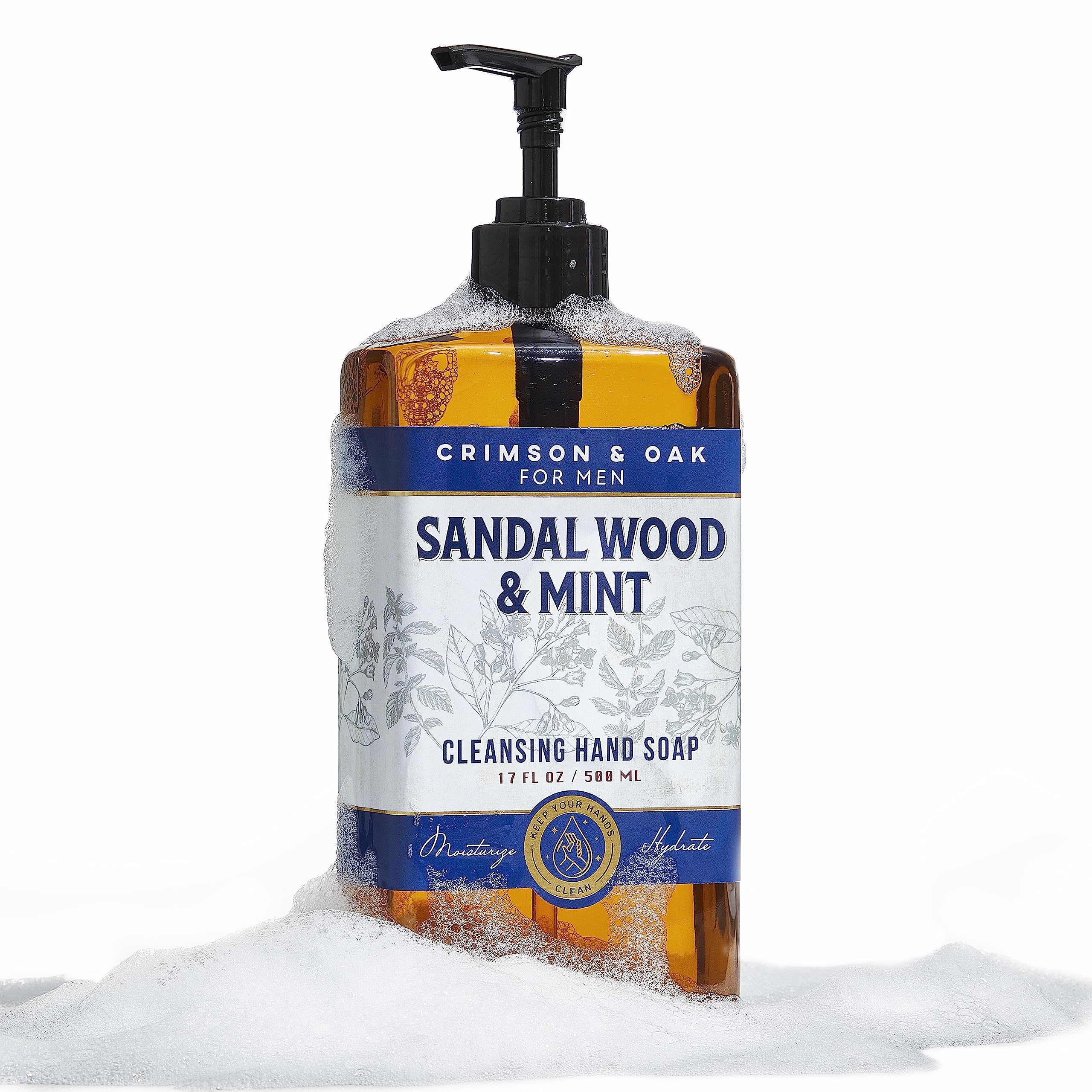 Body Prescriptions Crimson & Oak Men's Deep Cleansing Hand Soap with Pump Dispenser, 17 Fl Oz (Pack of 1), Sandalwood and Mint