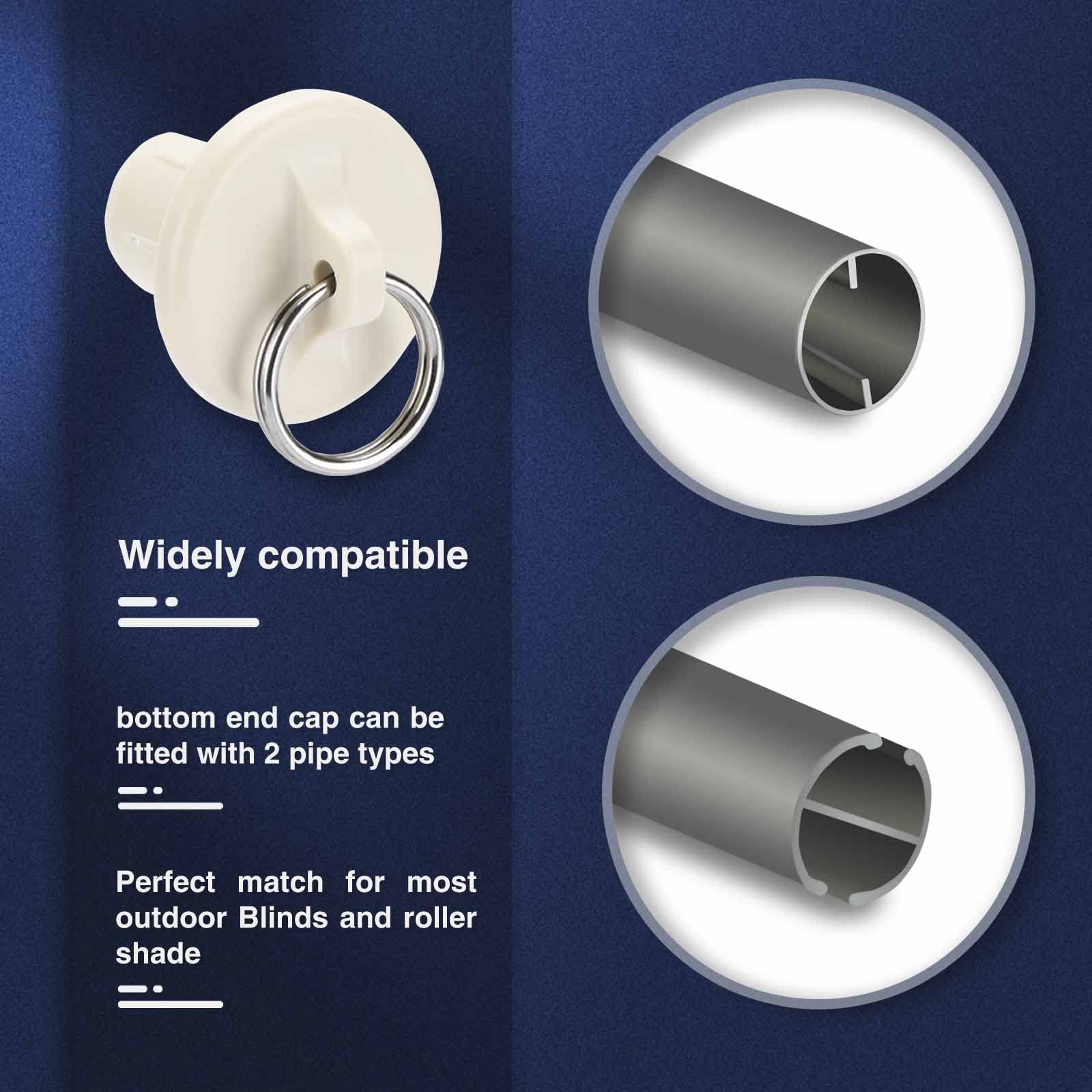 IVYSUN Sun Shade Replacement Parts Shade Tie Downs and End Cap with Ring Kit,Weather Resistance,Compatible with Coolaroo Exterior Roller Shade,Outdoor Blinds(Sand,2 Set)