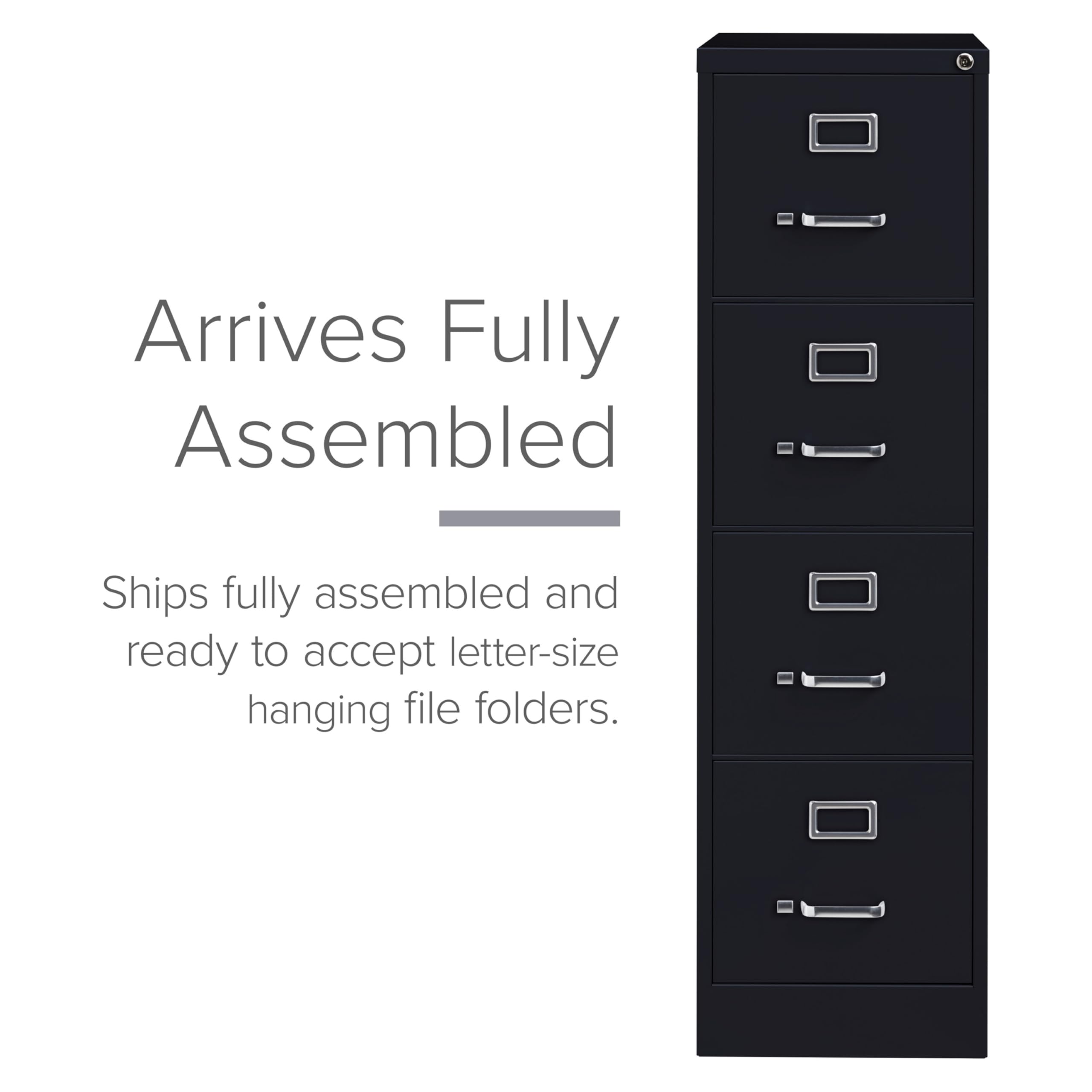 25" Deep Commercial 4 Drawer Letter Size High Side Vertical File Cabinet Color: Black