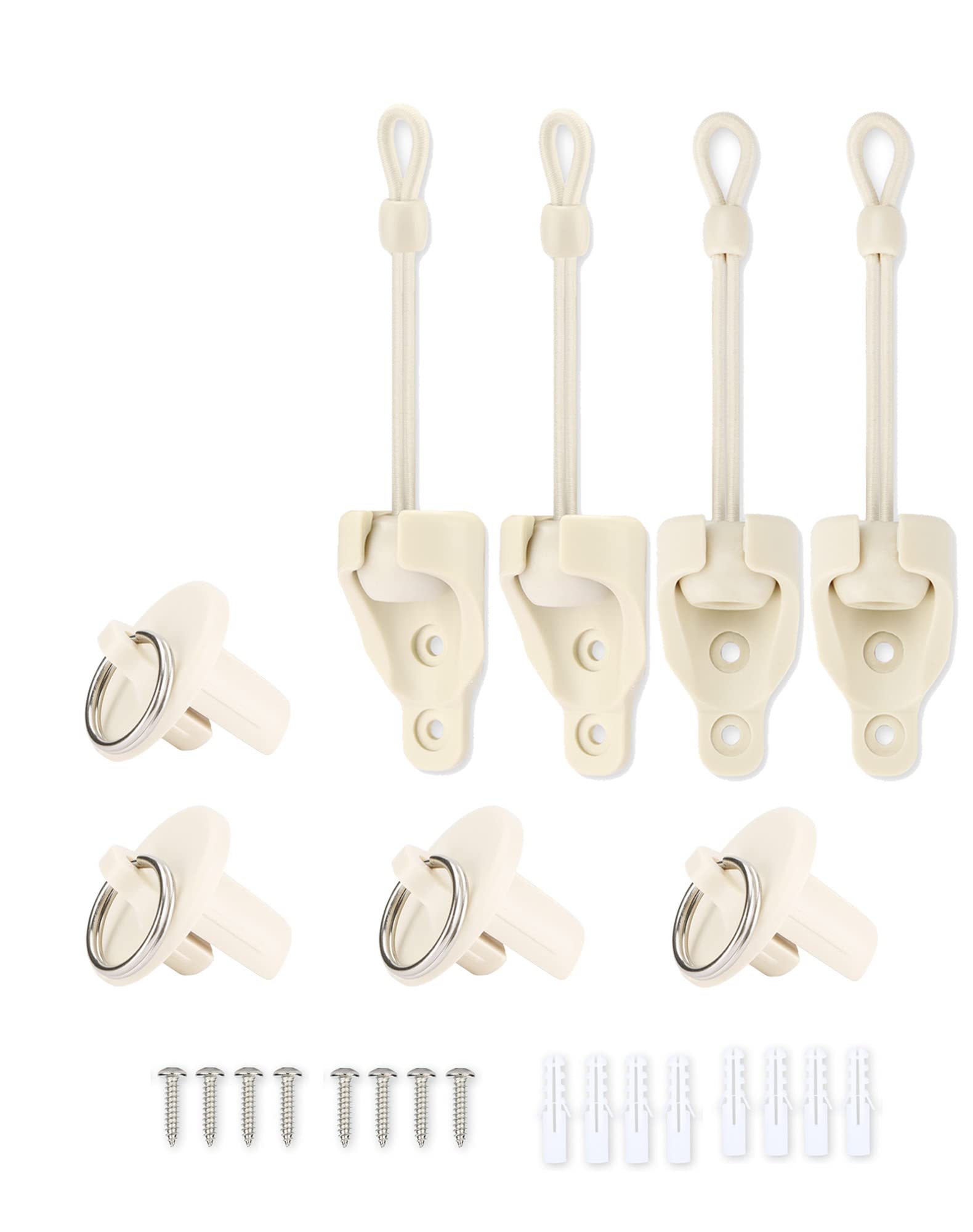 IVYSUN Sun Shade Replacement Parts Shade Tie Downs and End Cap with Ring Kit,Weather Resistance,Compatible with Coolaroo Exterior Roller Shade,Outdoor Blinds(Sand,2 Set)