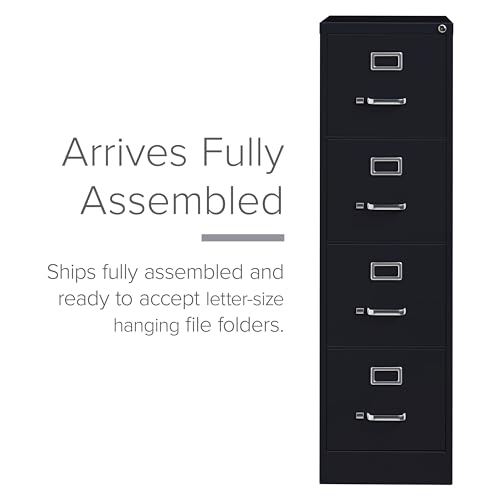 25" Deep Commercial 4 Drawer Letter Size High Side Vertical File Cabinet Color: Black