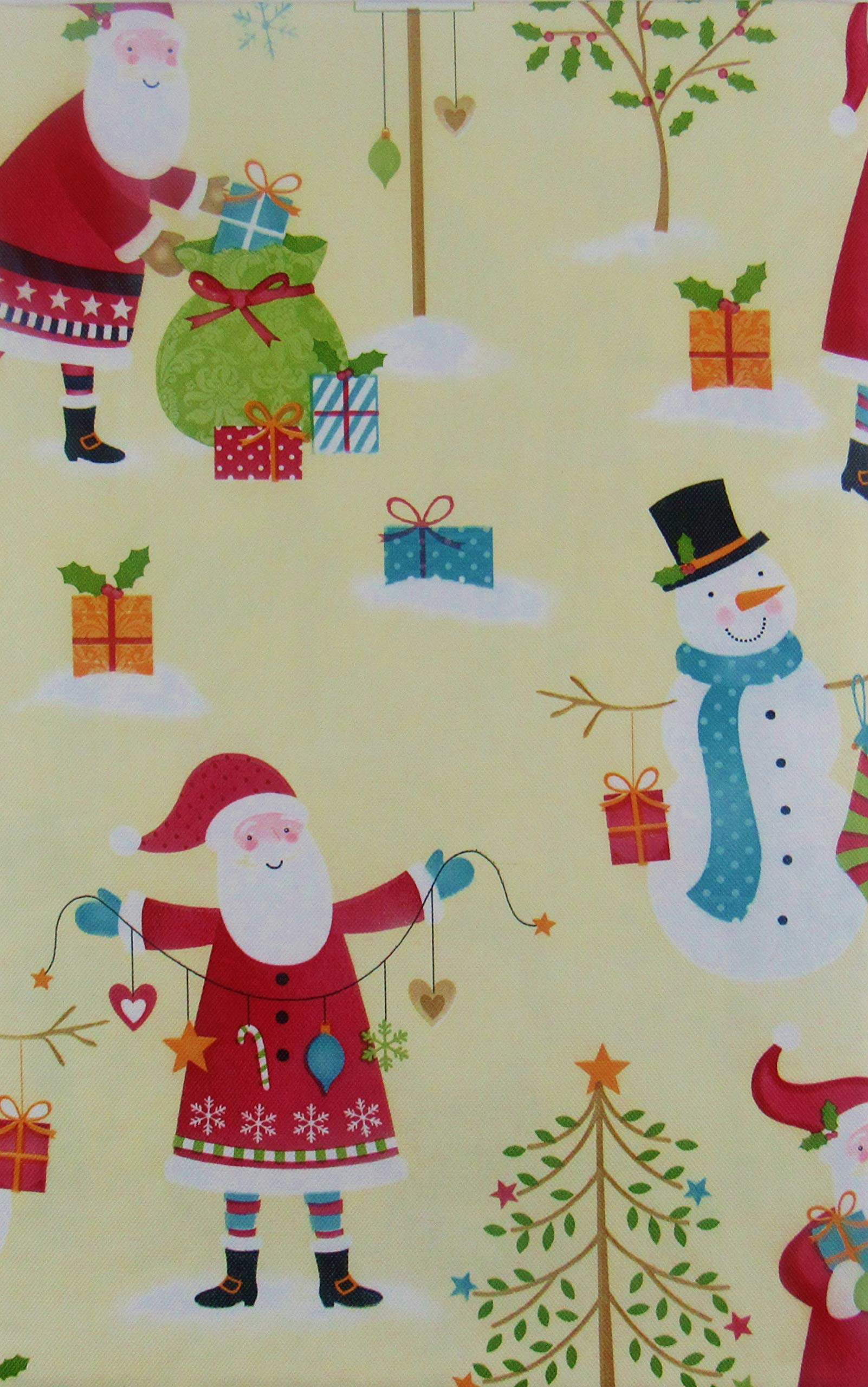 Santa's Christmas Day Vinyl Flannel Back Tablecloth (60" x 84" Oblong)