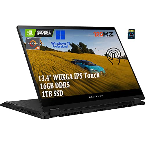 ASUS ROG Flow X13 Gaming 2-in-1 Laptop | 13.4" WUXGA 120Hz 500nits IPS Touchscreen | AMD 8-Core Ryzen 9 6900HS | 16GB DDR5 1TB SSD | GeForce RTX 3050 Ti 4GB | Backlit Win11 Pro + 32GB MicroSD Card