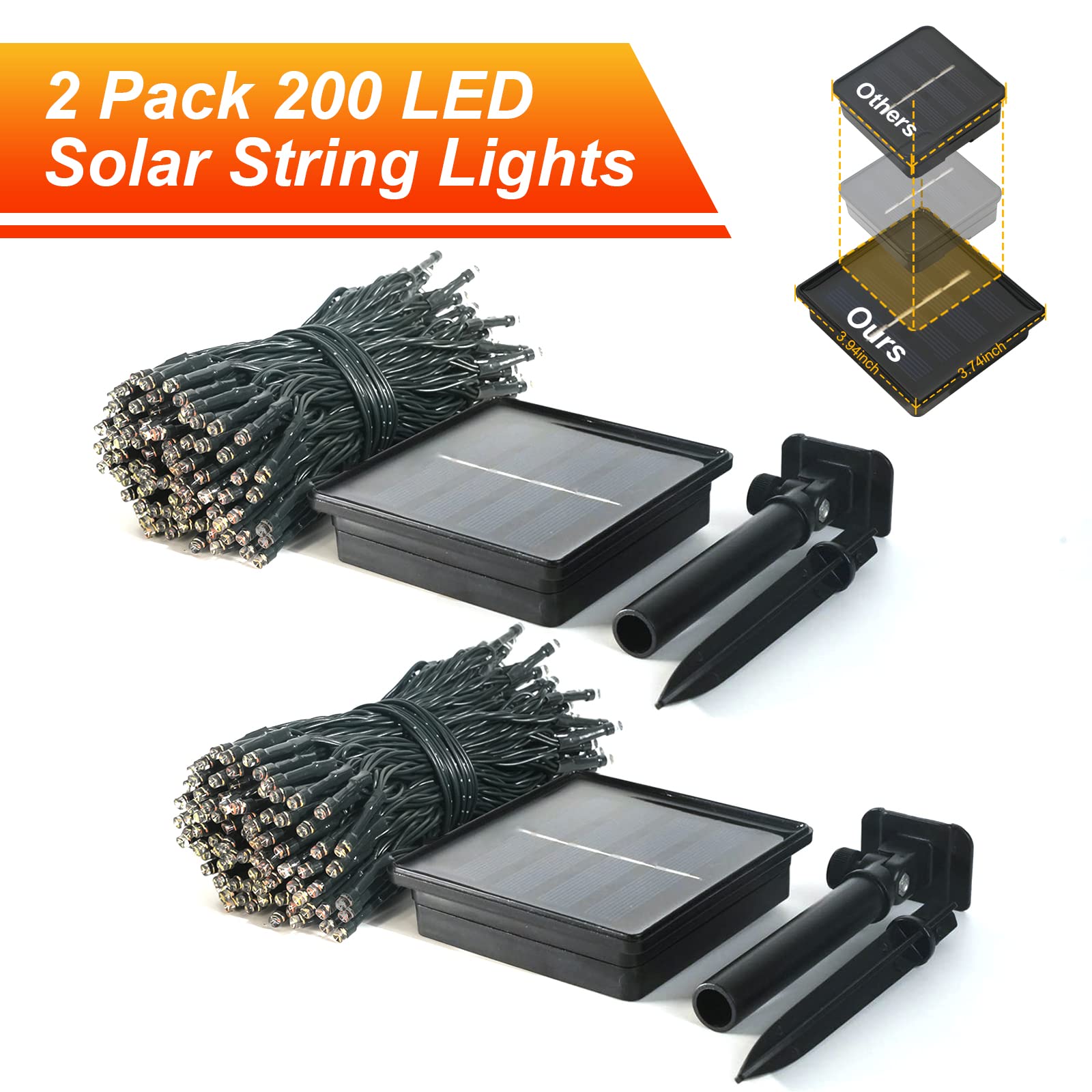 JMEXSUSS 2 Pack Orange Solar Halloween Lights, Total 400 LED 151FT Solar String Lights Outdoor Waterproof, 8 Modes Halloween Lights for Outside Tree Patio Yard Garden Halloween Decorations