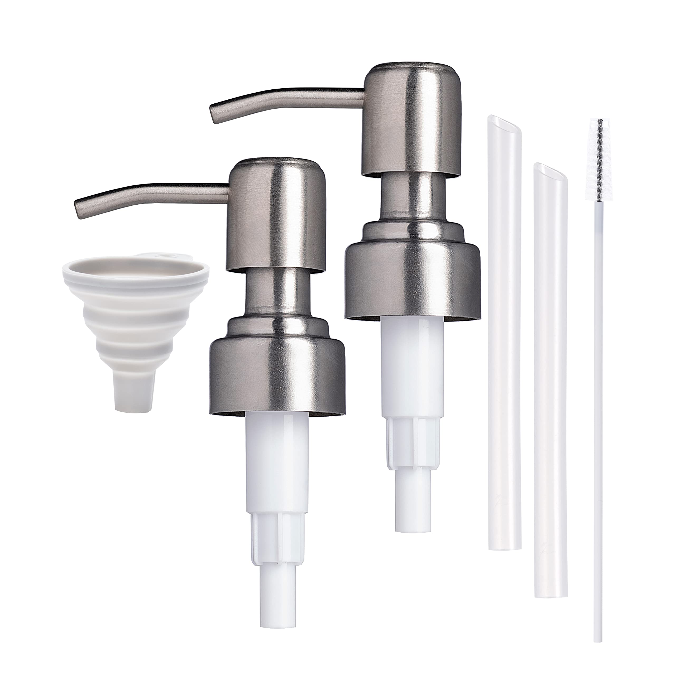 Easy Tang Durable 304 Rust Proof Stainless Steel Pump Head, Kitchen Soap Dispenser Pump Replacement for Regular Mouth Bottle(Silver 2 Pack)
